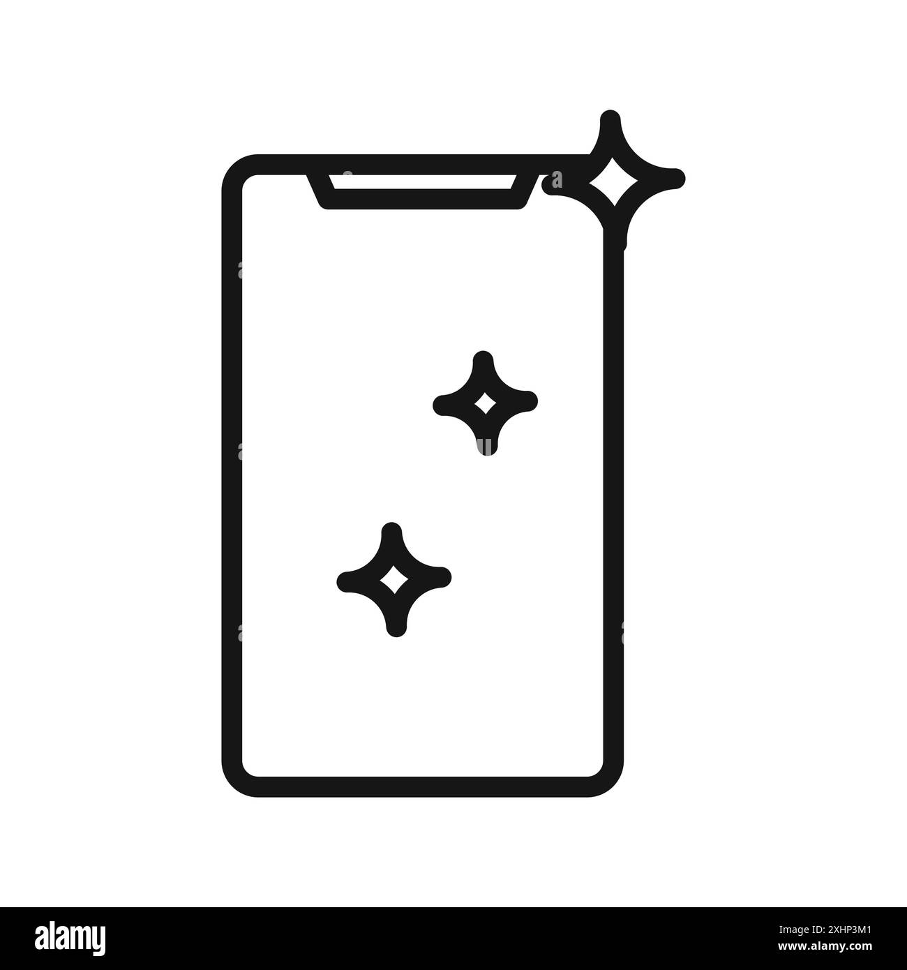 clean phone glass icon Black line art vector in black and white outline ...