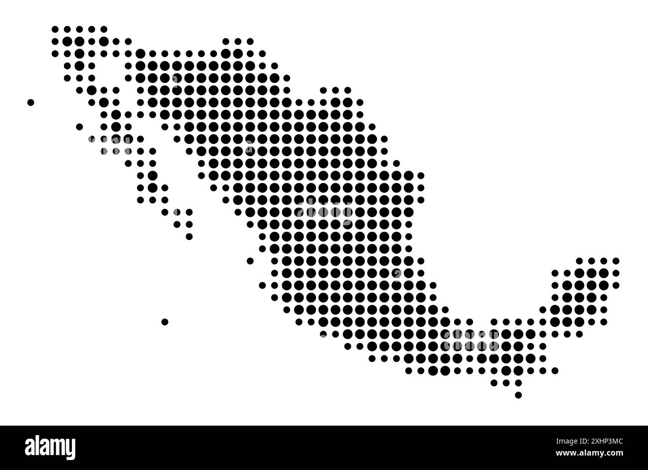 Abstract map of Mexico showing the area of the country with a pattern ...