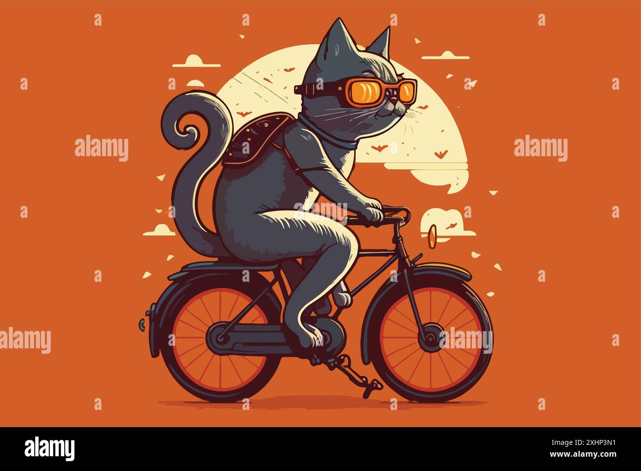 Cat riding a bike vector illustration Stock Vector Image & Art - Alamy