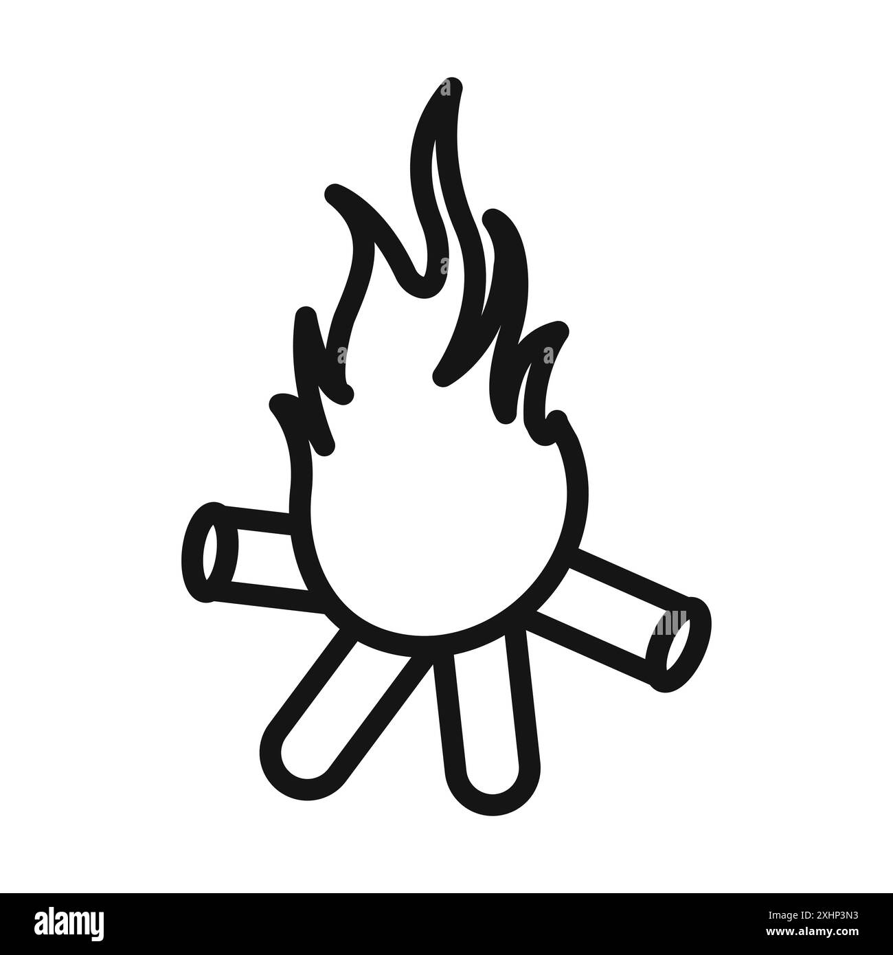 Campfire icon Black line art vector in black and white outline set collection sign Stock Vector ...