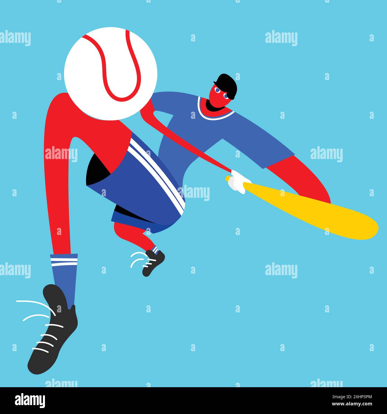 Abstract vector illustration of cartoon style baseball player with ...