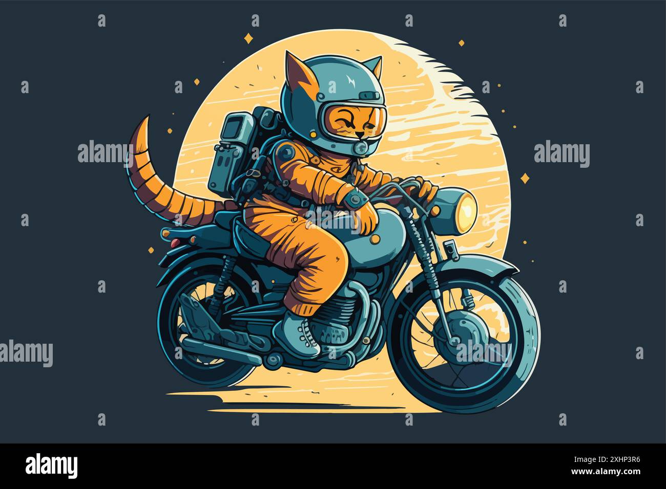 Cat riding a motorcycle vector illustration Stock Vector Image & Art ...
