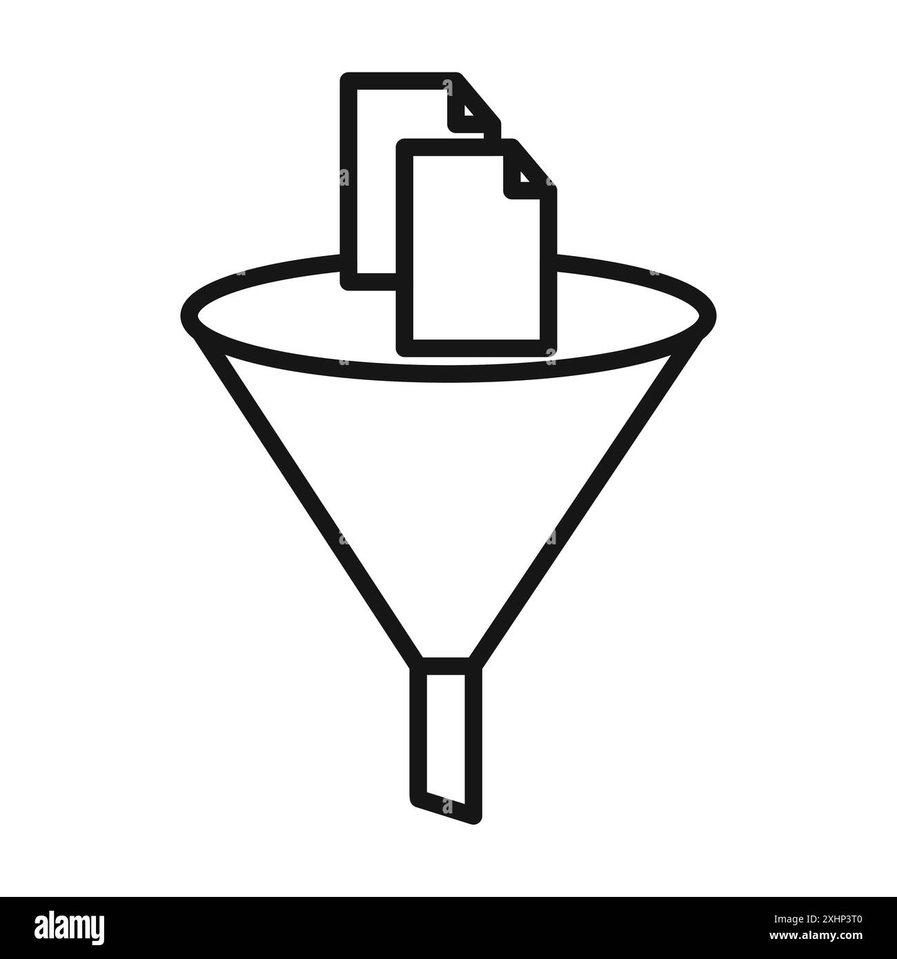 Data filtering icon Black line art vector in black and white outline ...