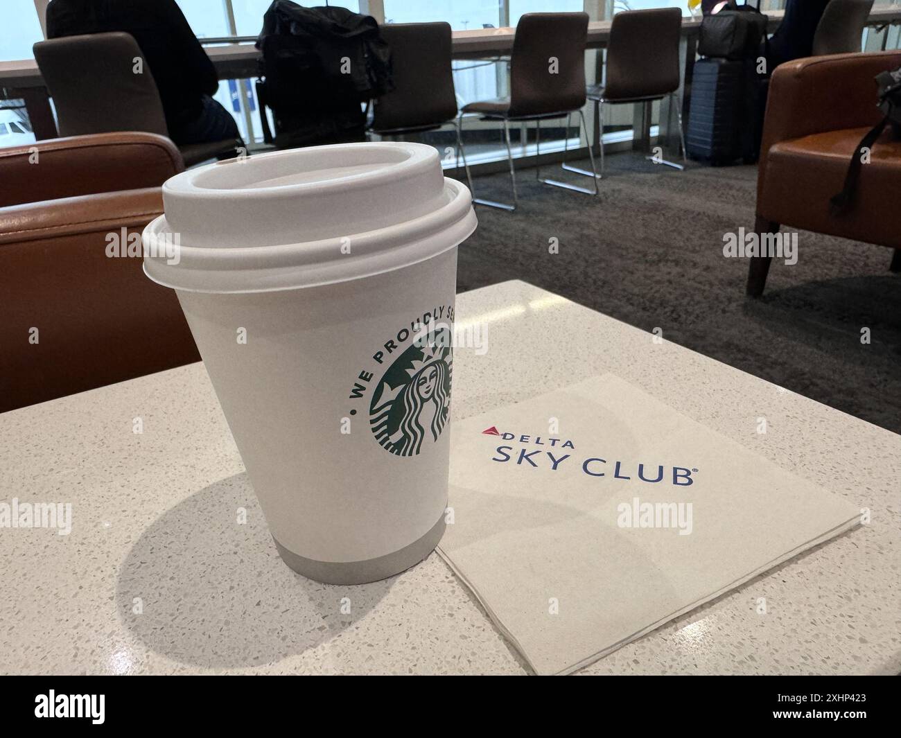 Dallas, Texas - March 16, 2024: Starbucks coffee at a Delta Sky Club at ...