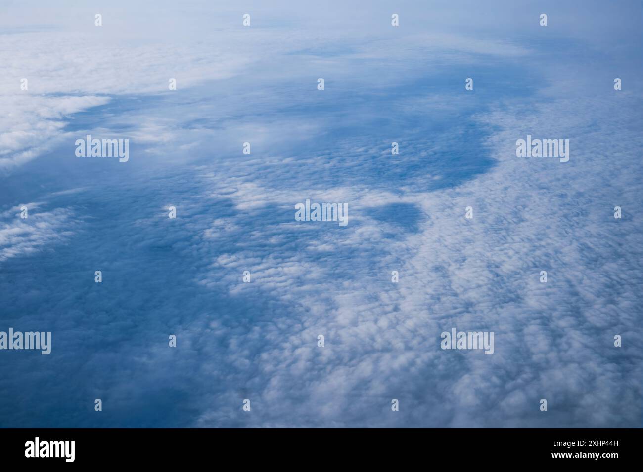 Blue aerial nature landscape with clouds seen from the airplane Stock ...