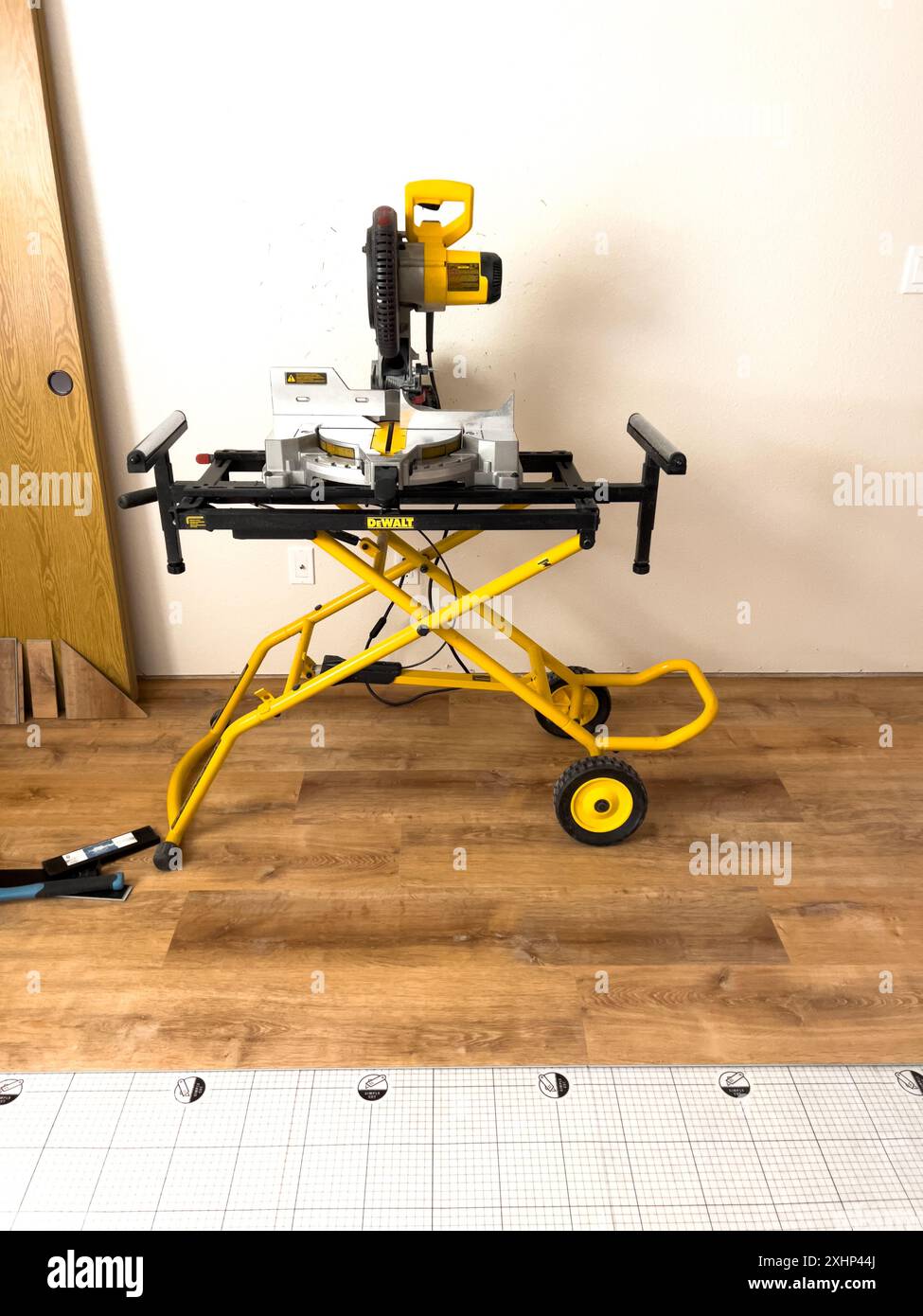 Miter Saw Set Up for Wood Floor Installation in Renovation Project ...