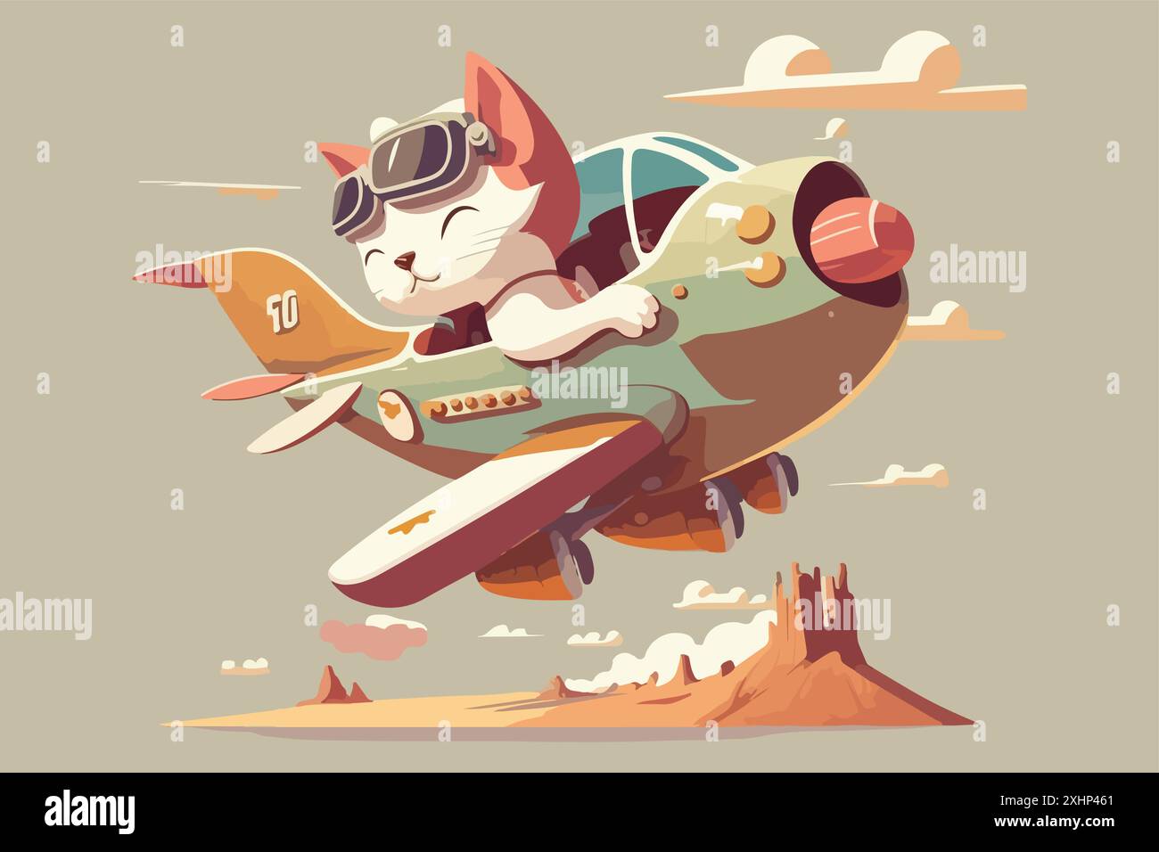 Cat riding a plane vector illustration Stock Vector Image & Art - Alamy