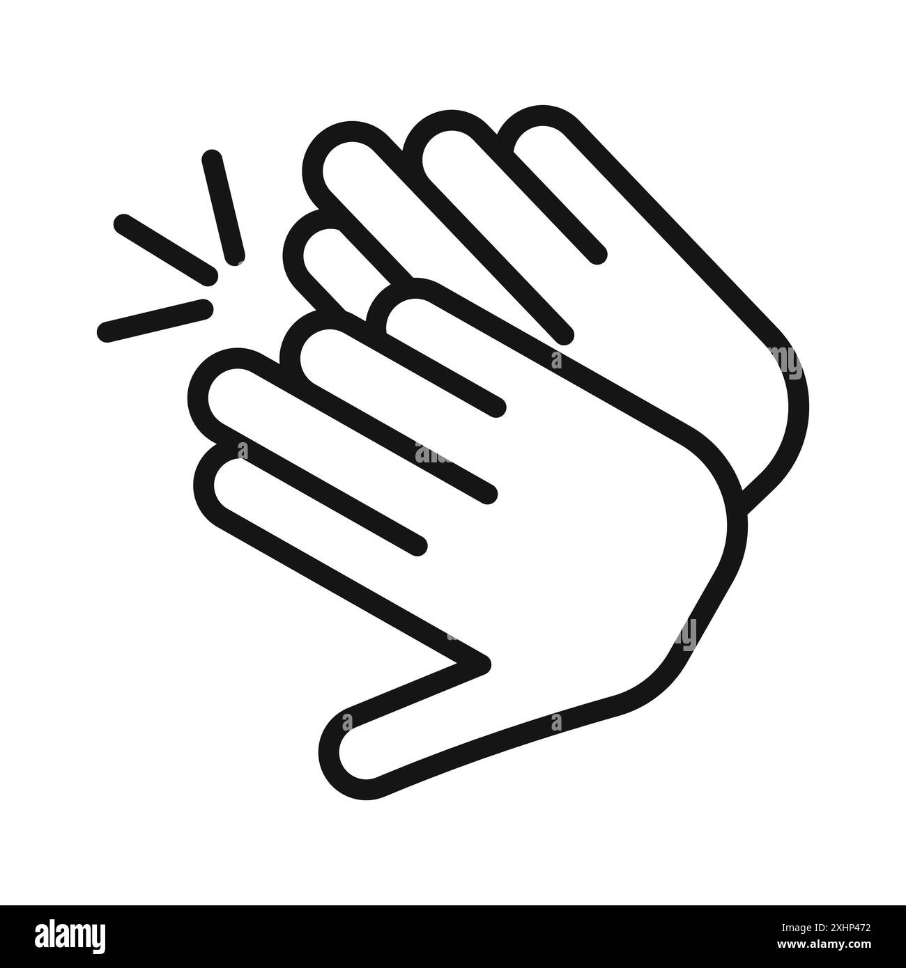 Clapping hand icon Black line art vector in black and white outline set collection sign Stock ...