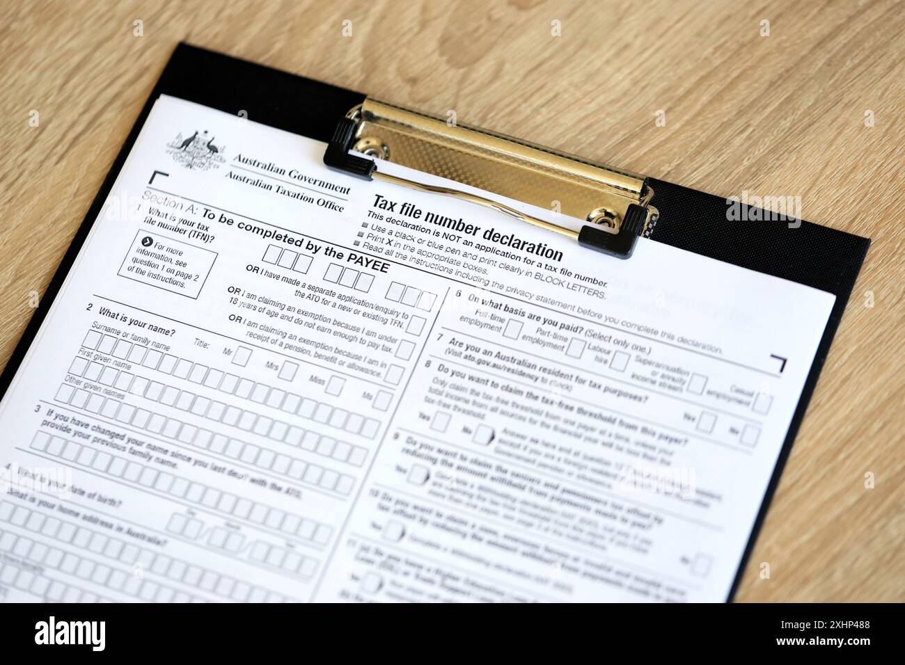 KYIV, UKRAINE - JULY 10, 2024 Australian Tax File Number Declaration ...
