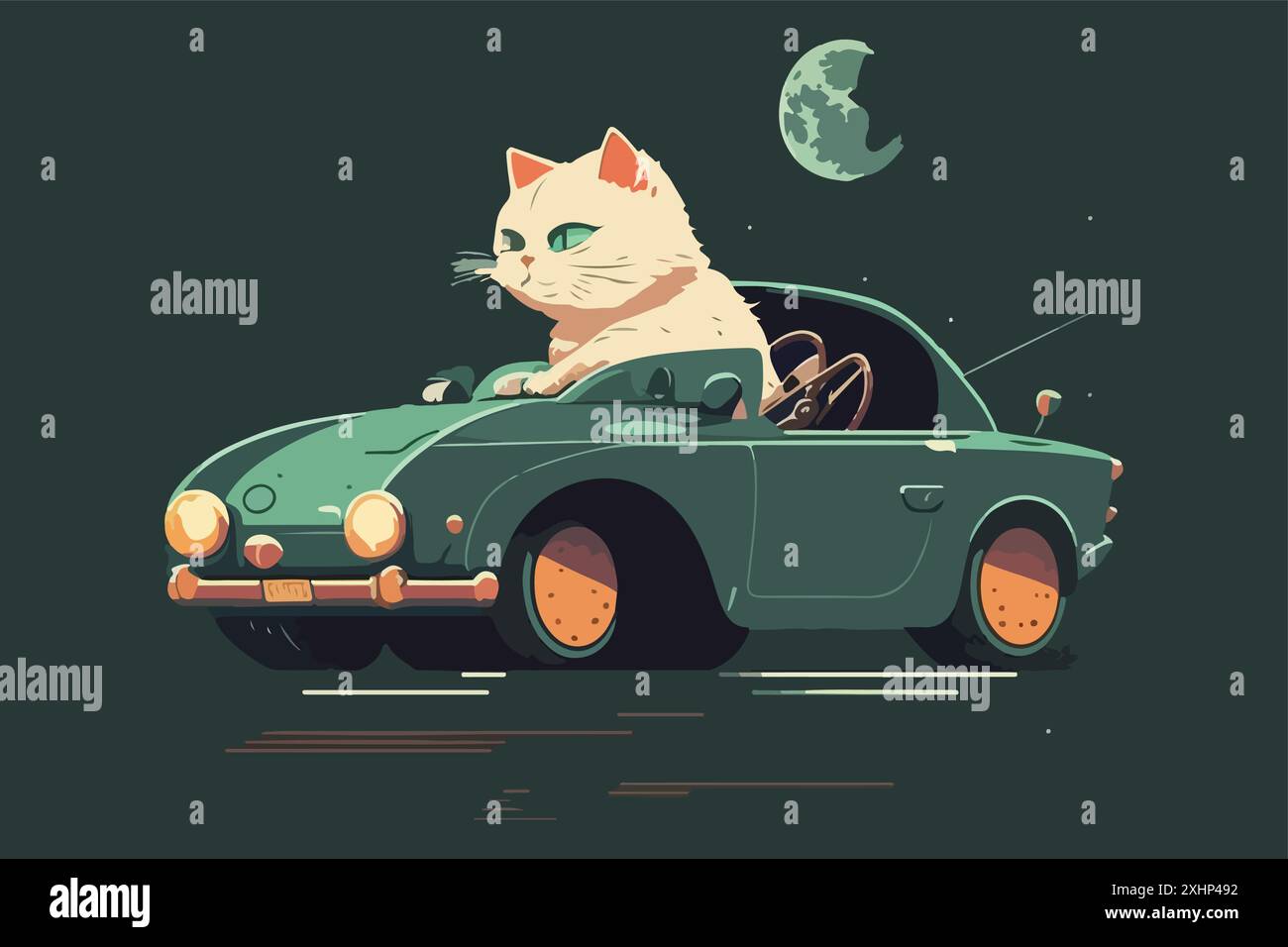 Cat riding a car vector illustration Stock Vector Image & Art - Alamy