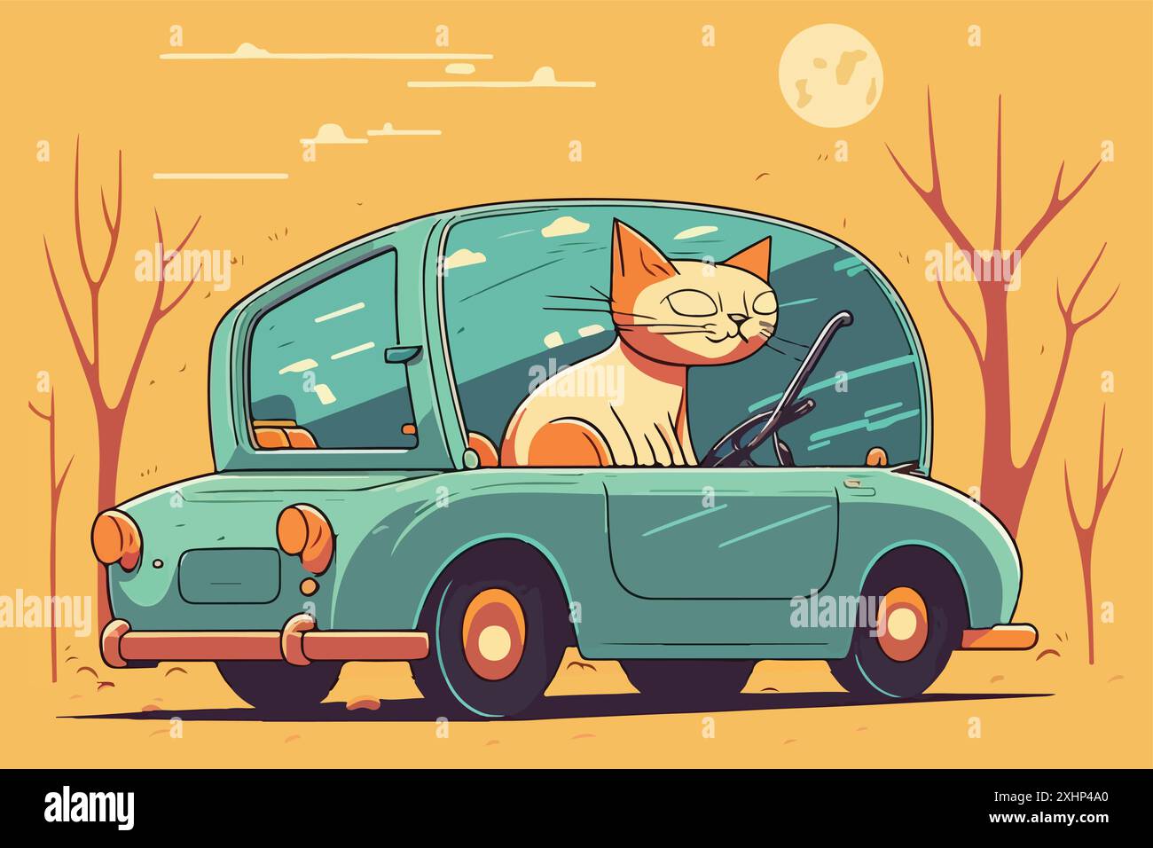 Cat riding a car vector illustration Stock Vector Image & Art - Alamy
