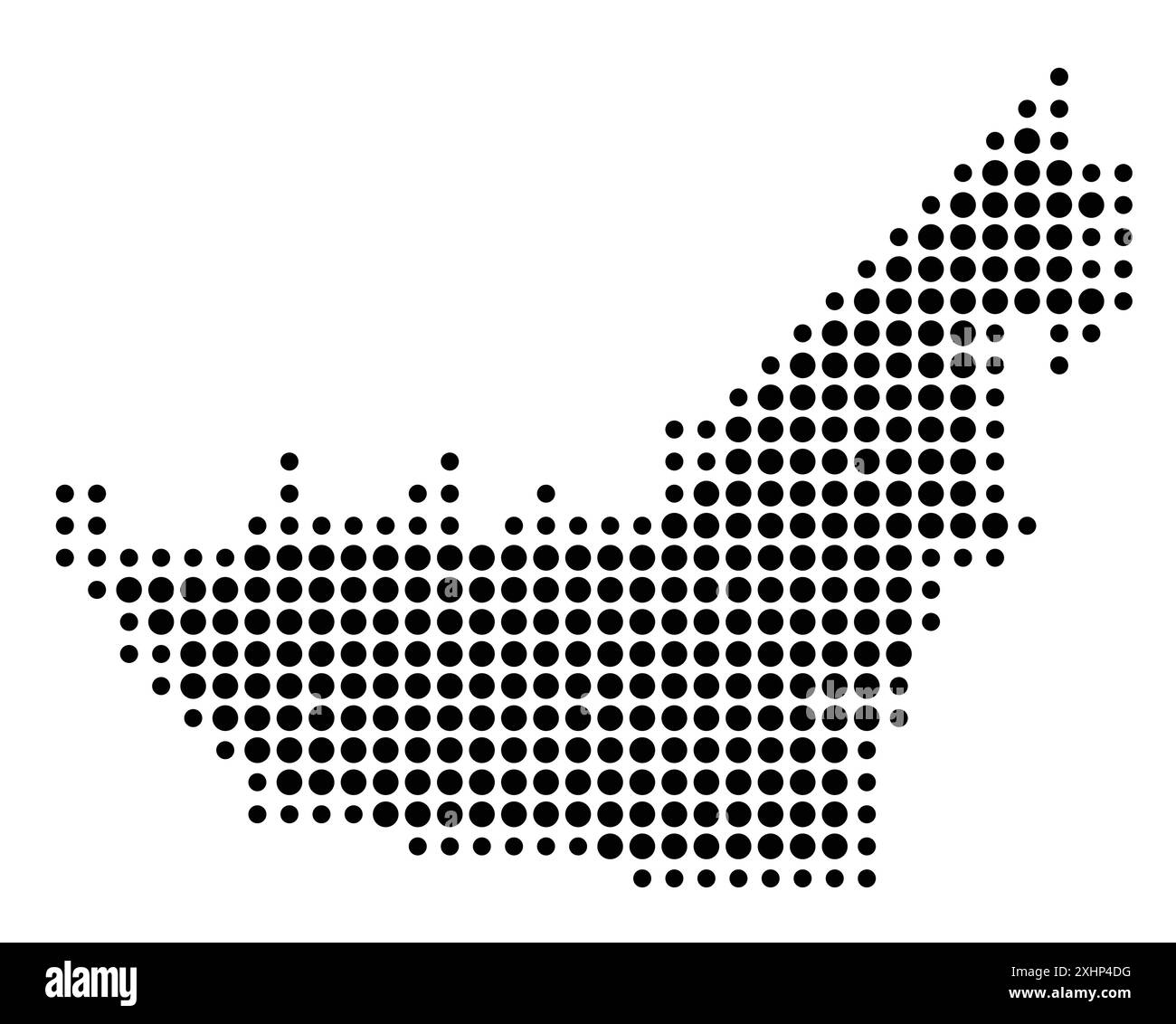 Abstract map of the United Arab Emirates showing the area of the ...