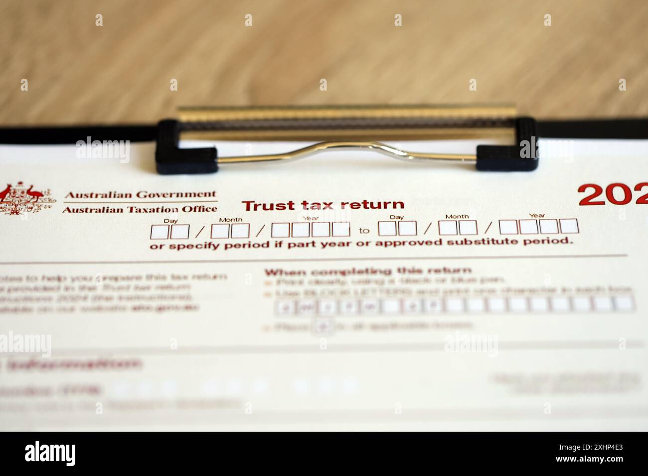 KYIV, UKRAINE - JULY 10, 2024 Australian Trust Tax Return blank form ...