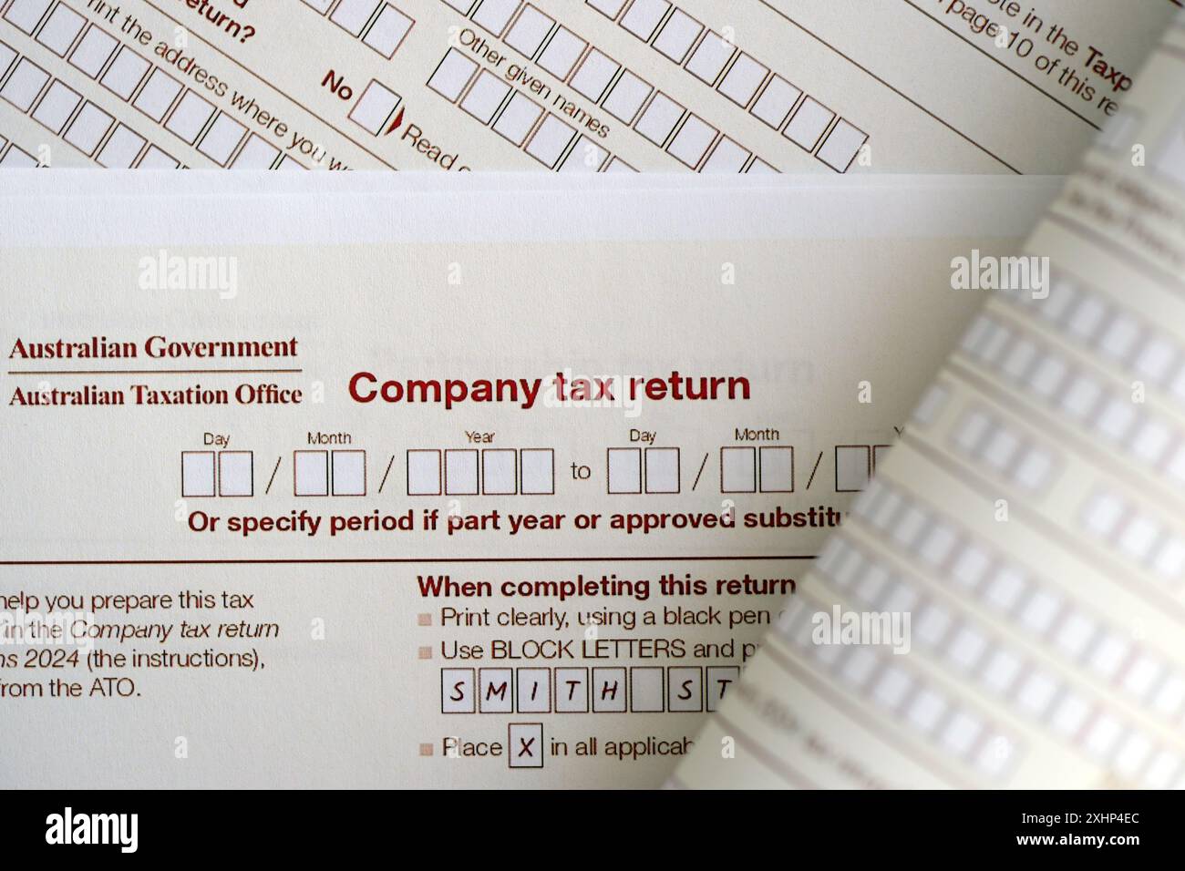 KYIV, UKRAINE - JULY 10, 2024 Australian Company Tax Return blank form ...
