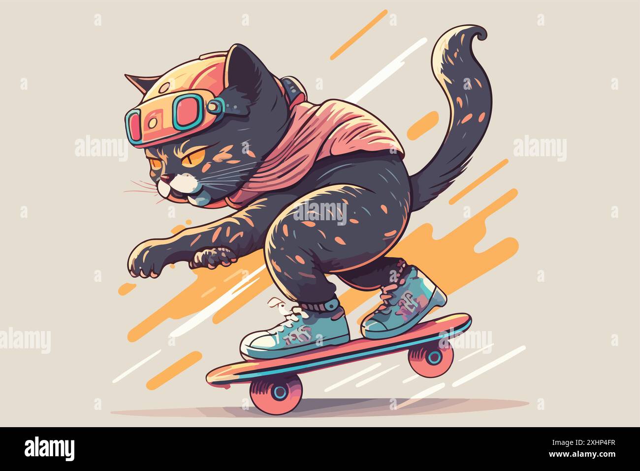 cat riding a skateboard vector illustration Stock Vector Image & Art ...