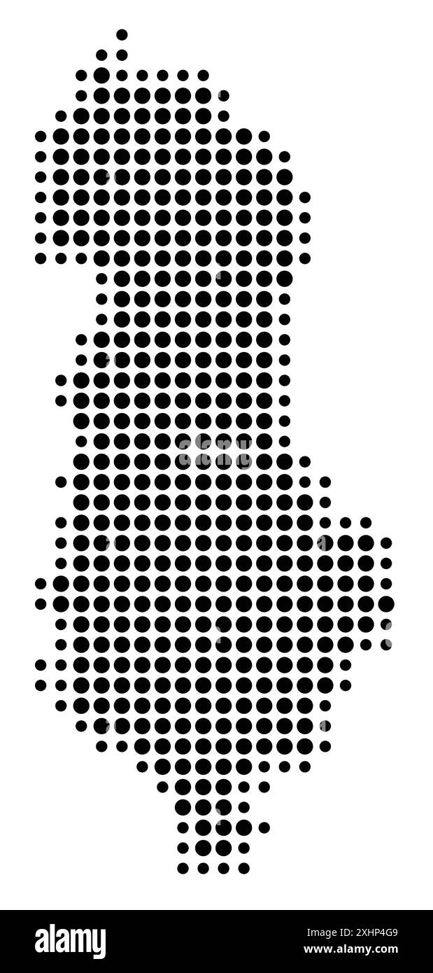 Abstract map of Albania showing the area of the country with a pattern ...