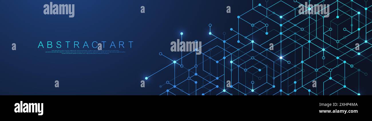 Technology abstract background lines, dots and hexagons. Hexagonal digital concept for poster ...