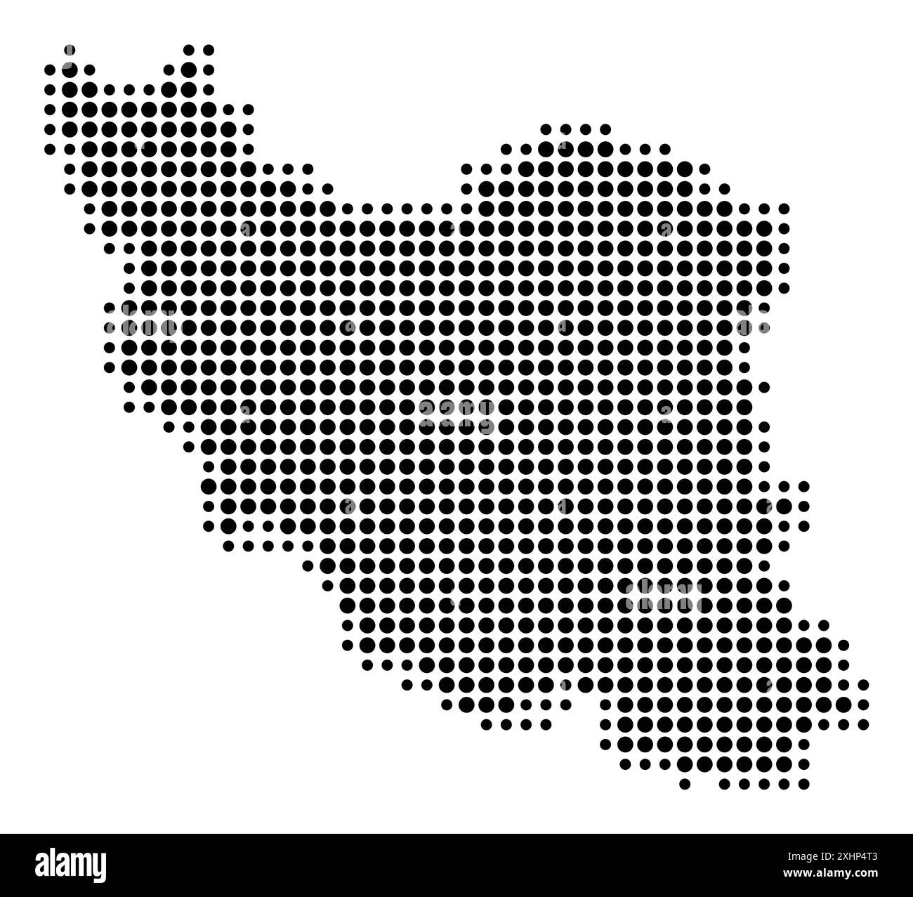 Abstract map of Iran showing the area of the country with a pattern of ...