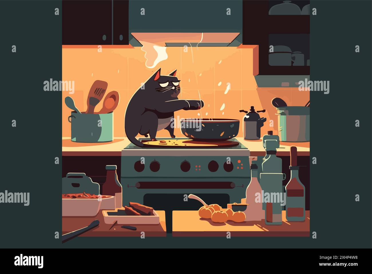 Cat Cooking vector illustration Stock Vector Image & Art - Alamy