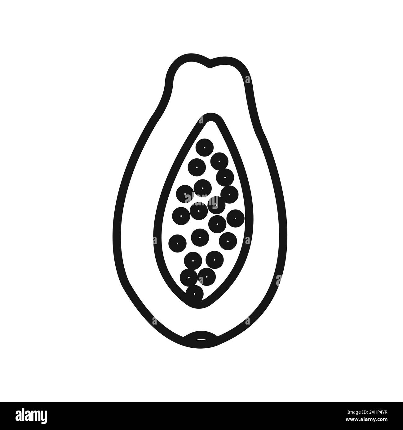 Papaya icon Black line art vector in black and white outline set ...