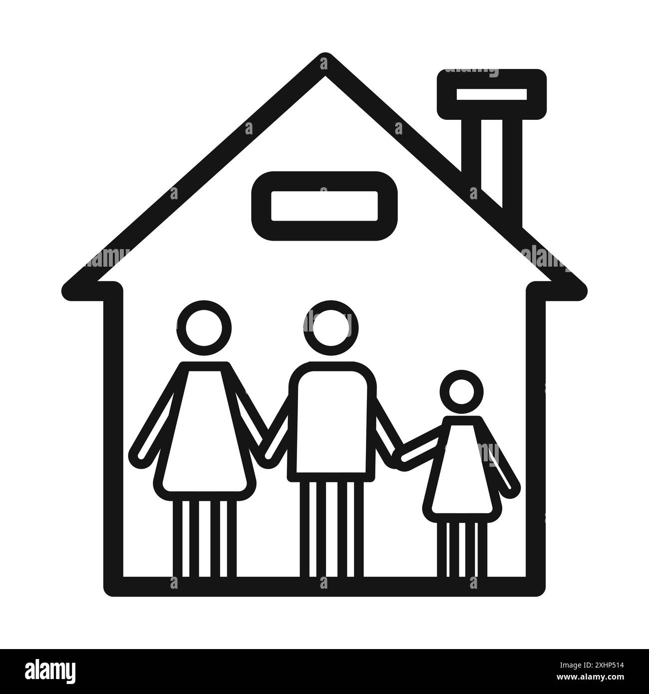 family safe at home icon Black line art vector in black and white ...