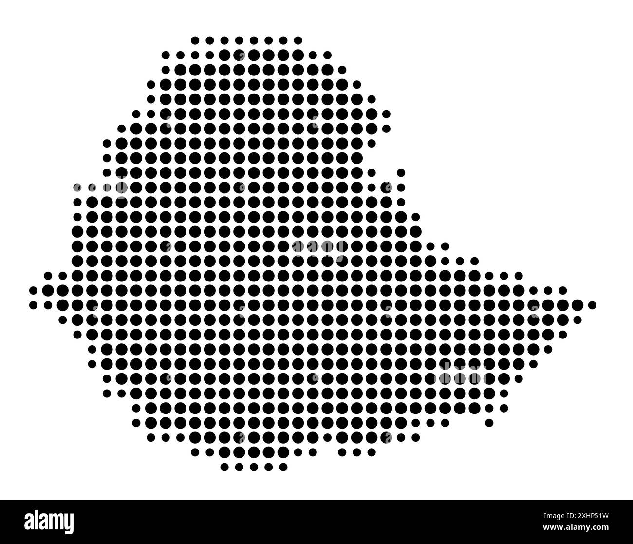 Abstract Map Of Ethiopia Showing The Area Of The Country With A Pattern Of Black Circles Stock