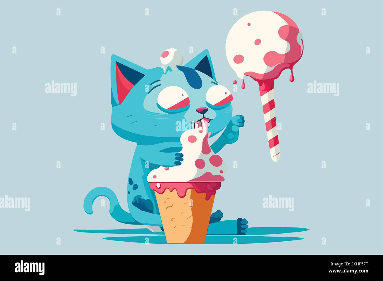 Cat eat ice cream vector illustration Stock Vector Image & Art - Alamy