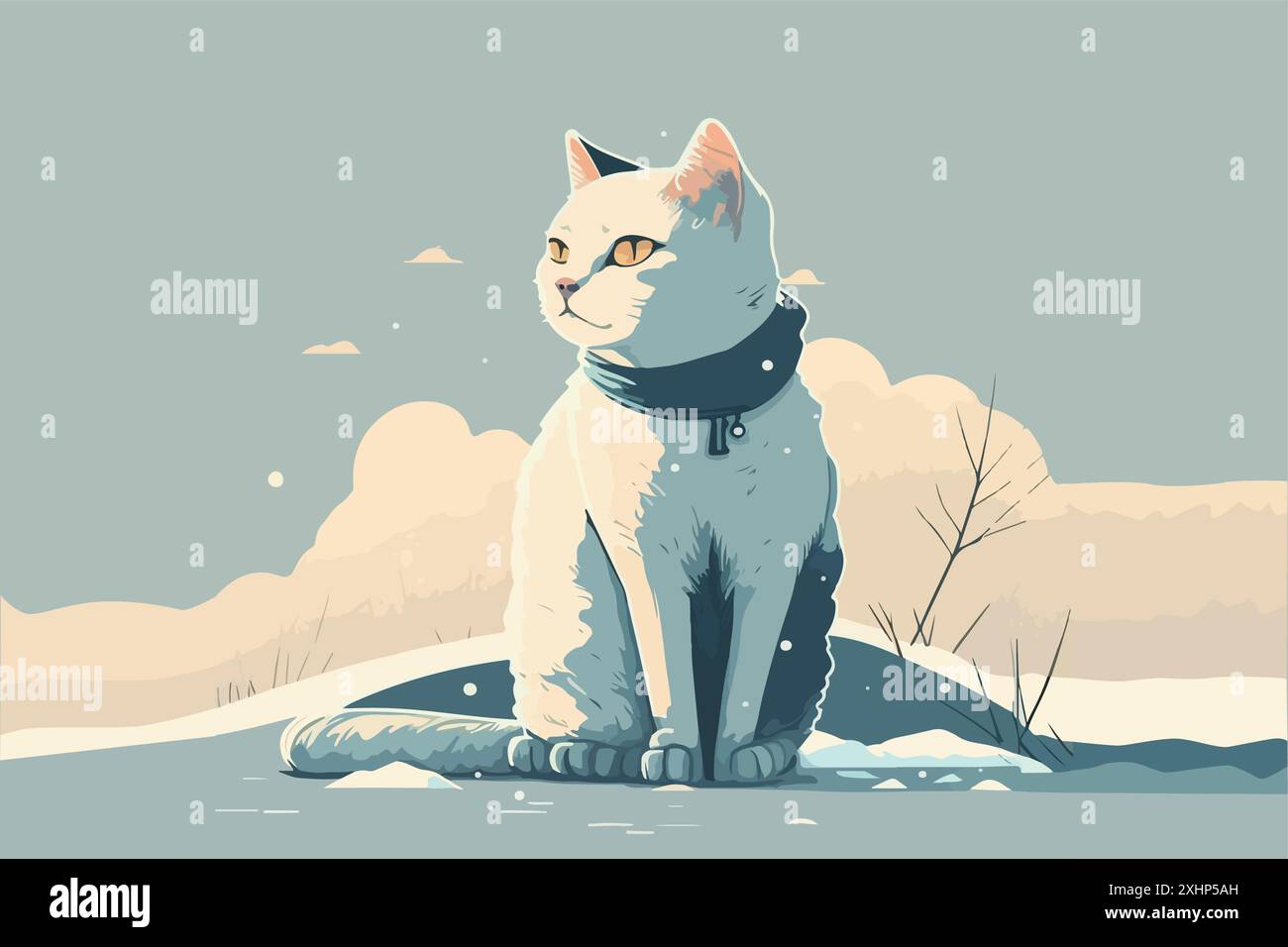 Cat winter vector illustration Stock Vector Image & Art - Alamy