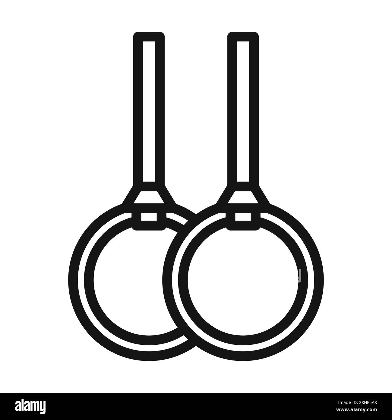 Gymnastic ring icon Black line art vector in black and white outline set collection sign Stock ...