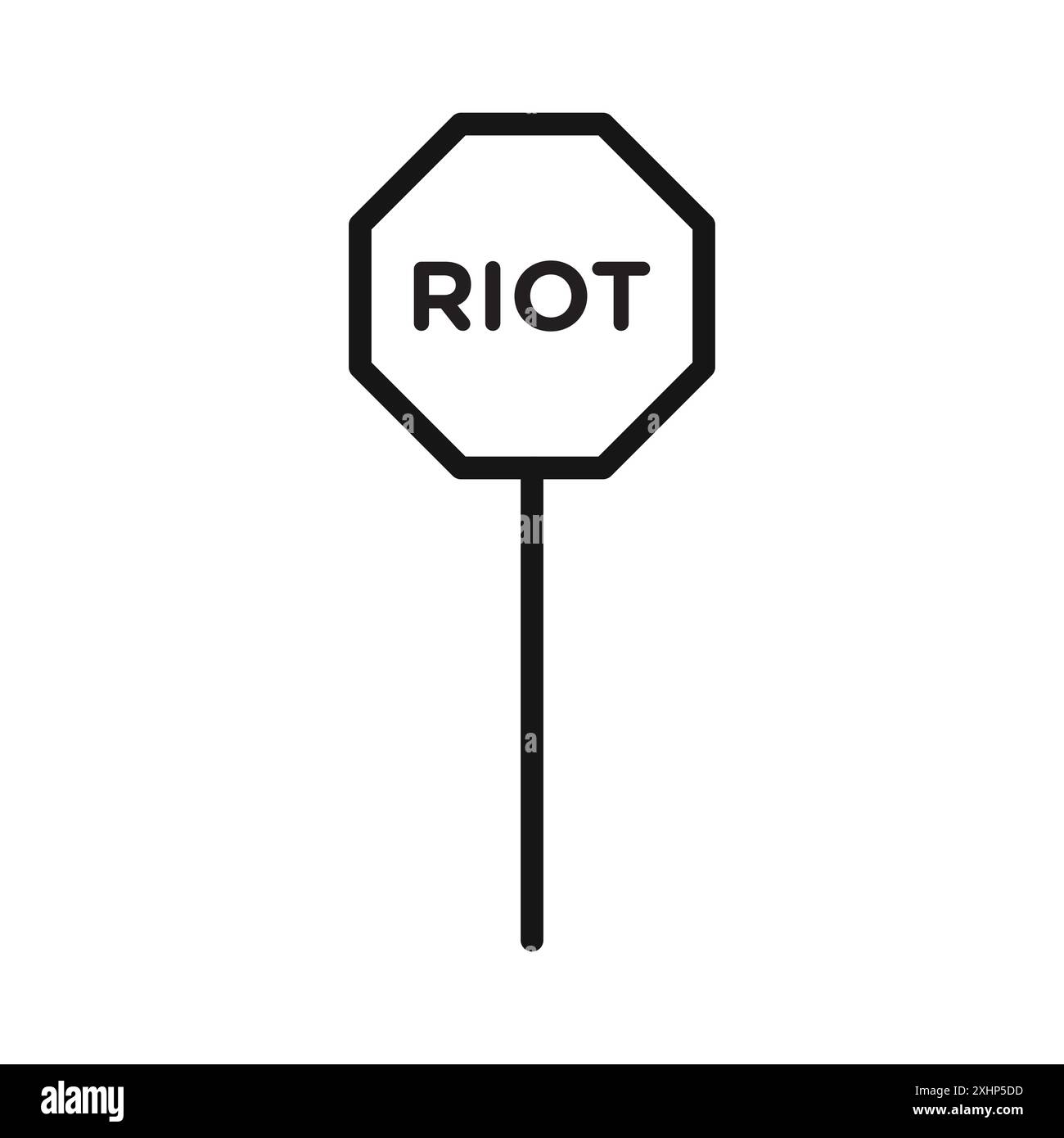 Riot sign icon Black line art vector in black and white outline set ...