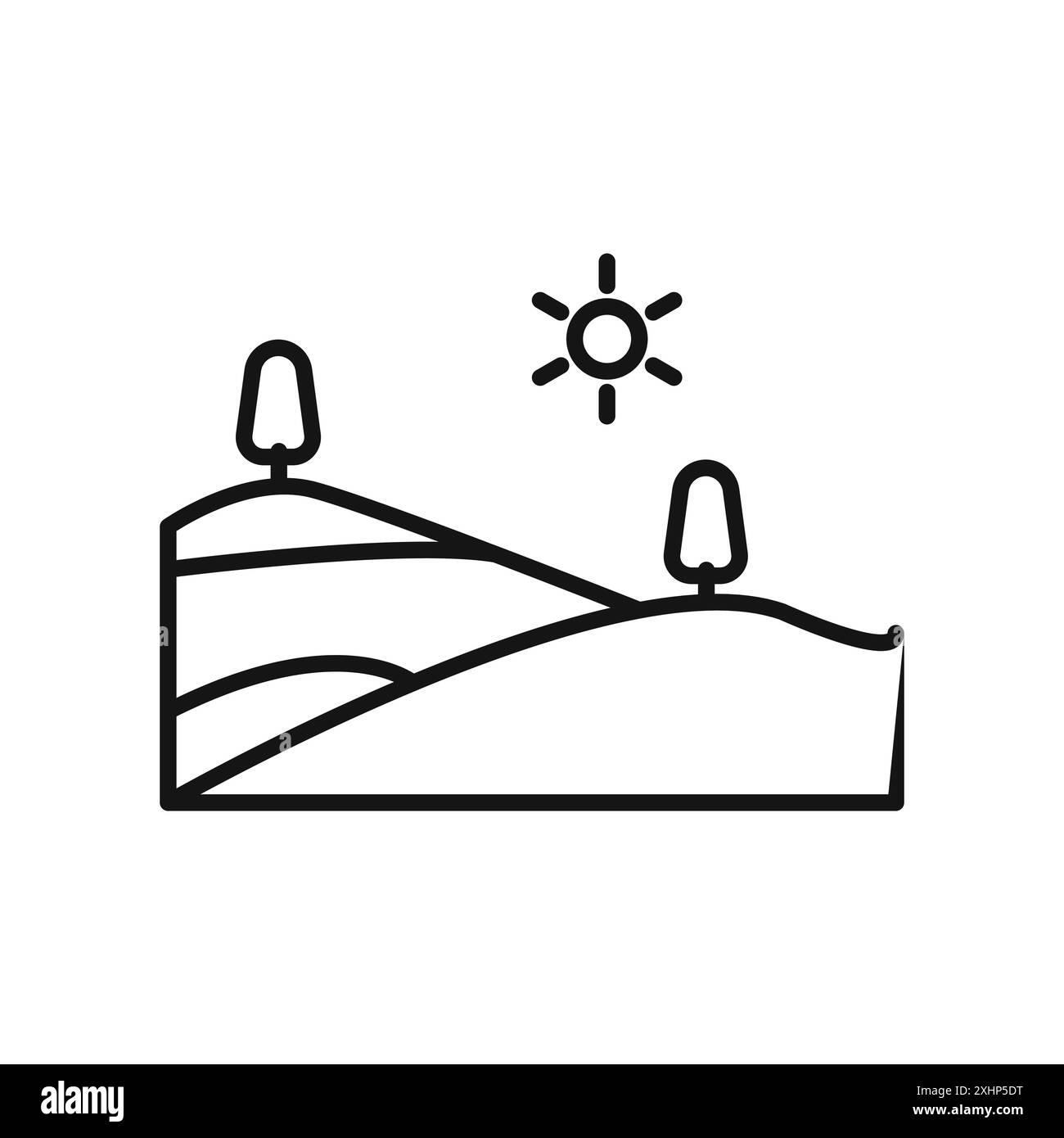 hills icon Black line art vector in black and white outline set collection sign Stock Vector ...