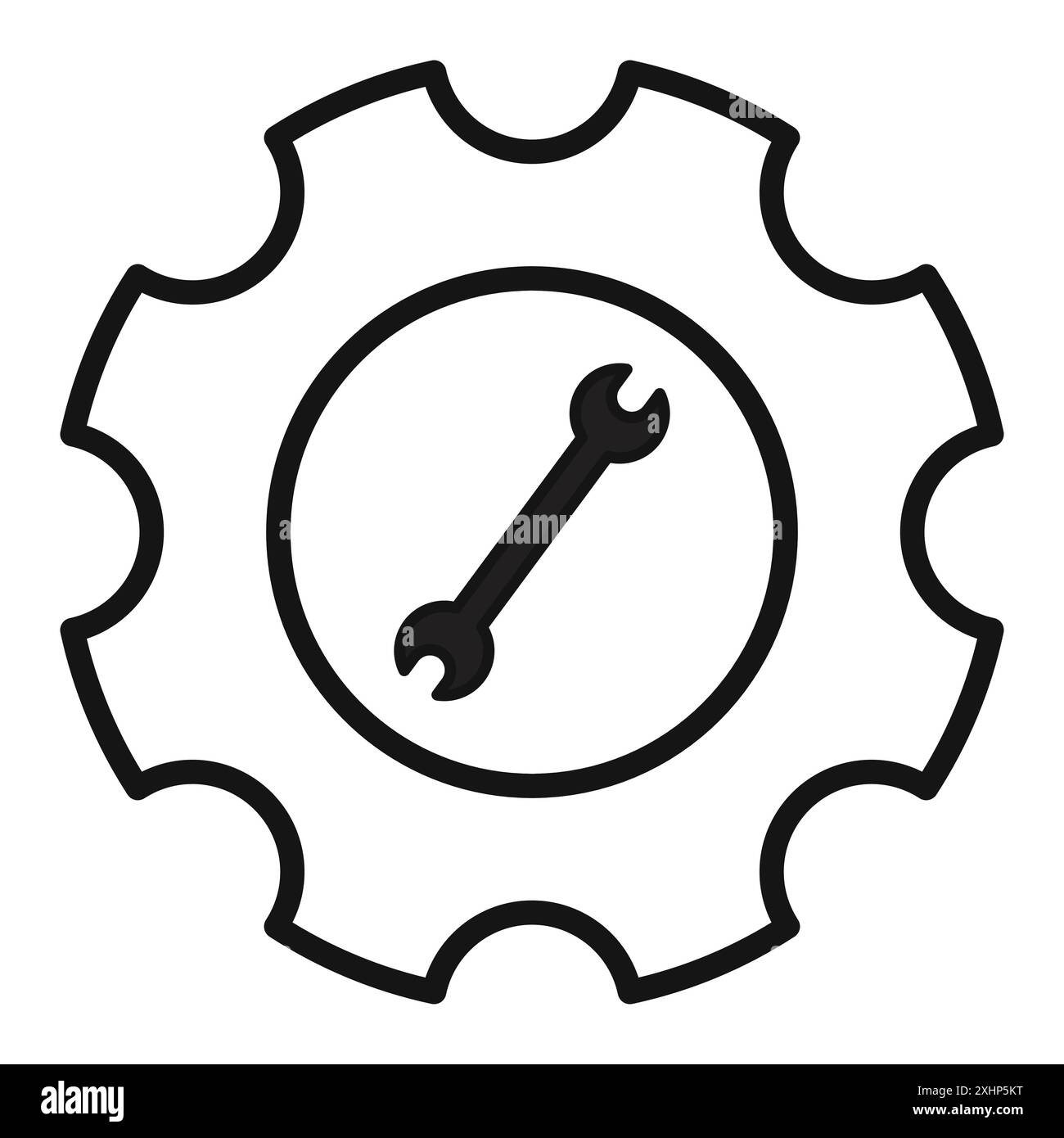 Service tool icon Black line art vector in black and white outline set ...