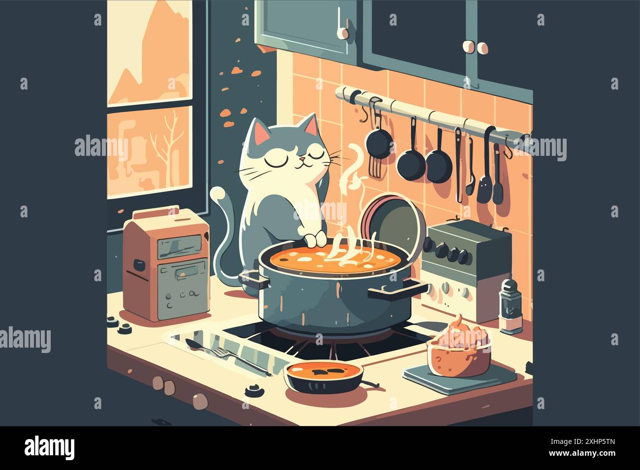 Cat cooking clipart hi-res stock photography and images - Alamy