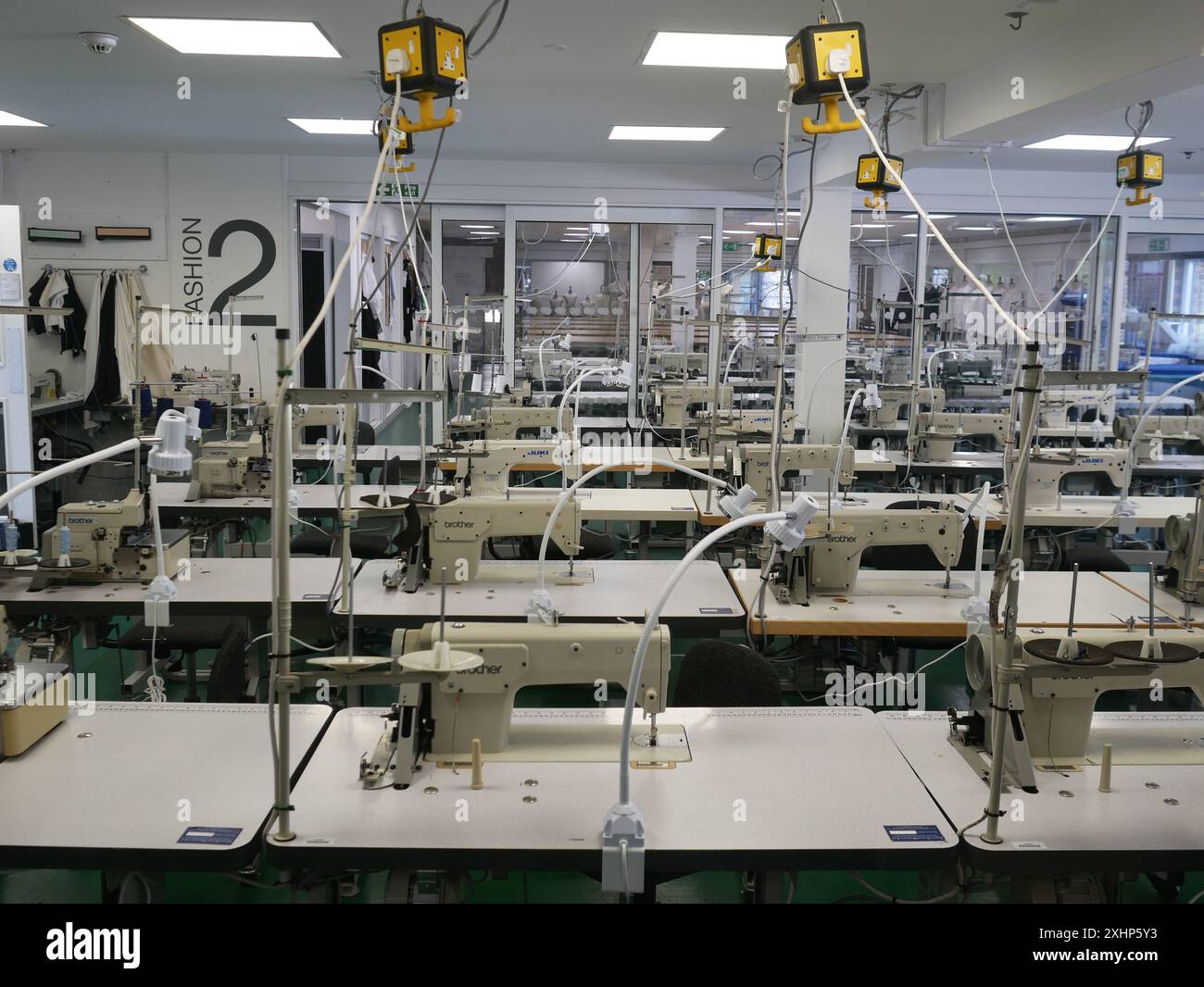Industrial sewing machines in sewing workshop, Arts University Bournemouth, AUB, Bournemouth ...