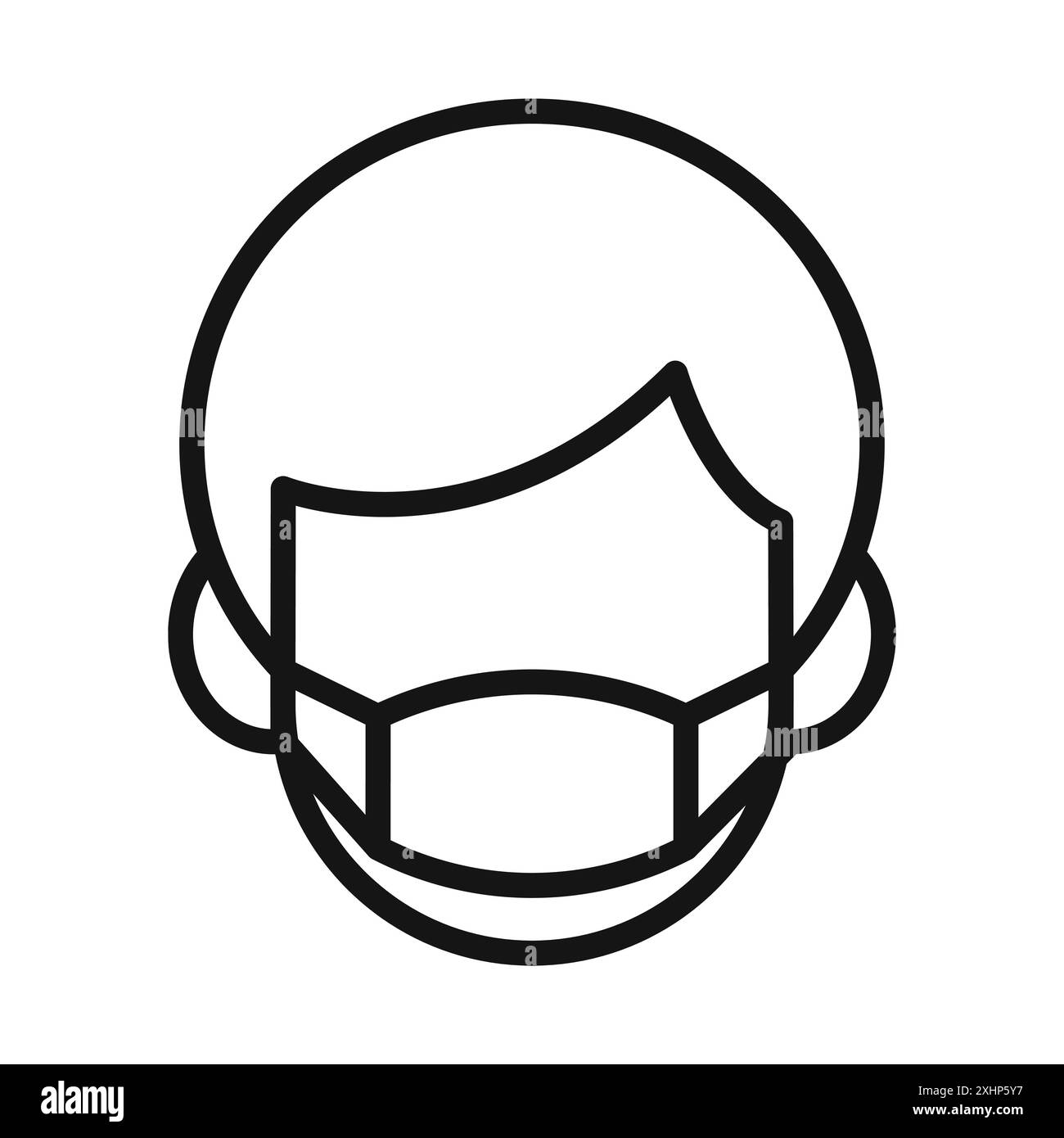 Man face with mask icon Black line art vector in black and white ...