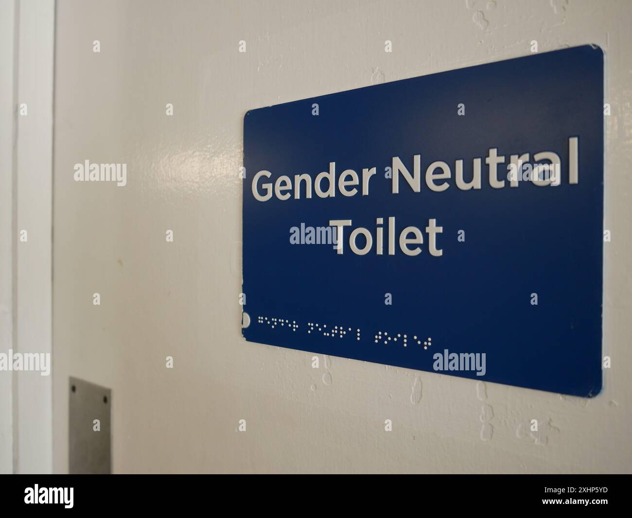 Gender Neutral Toilet with sign including braille on the restroom door ...