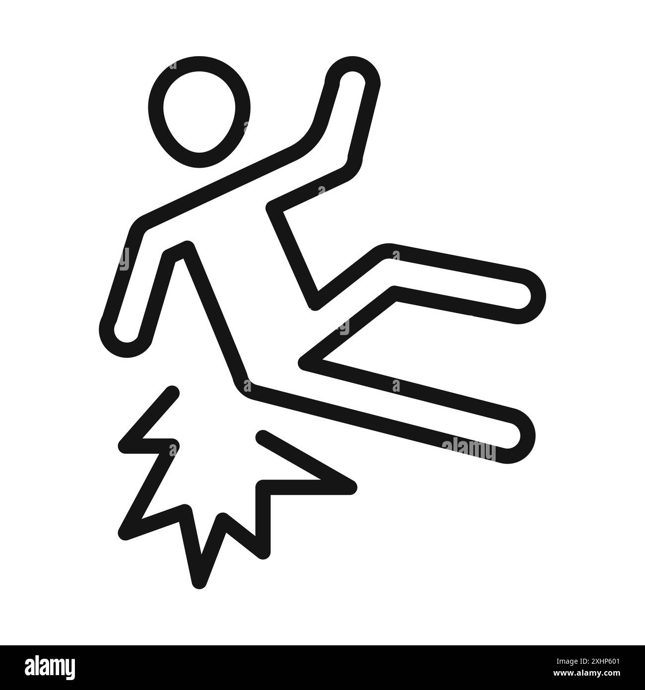 man fall down icon Black line art vector in black and white outline set ...