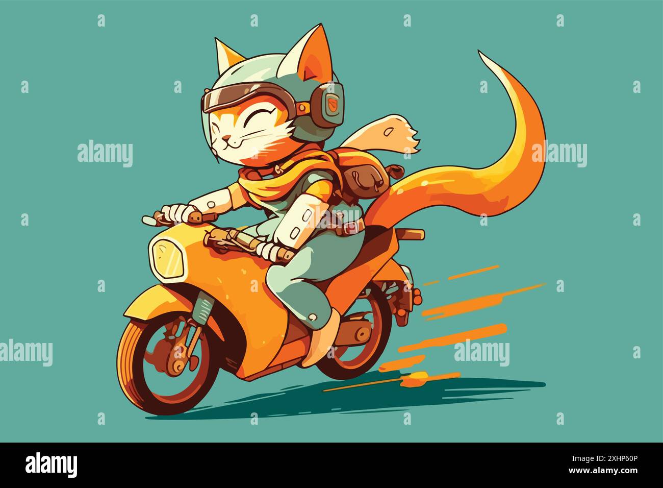 Cat riding a motorcycle vector illustration Stock Vector Image & Art ...