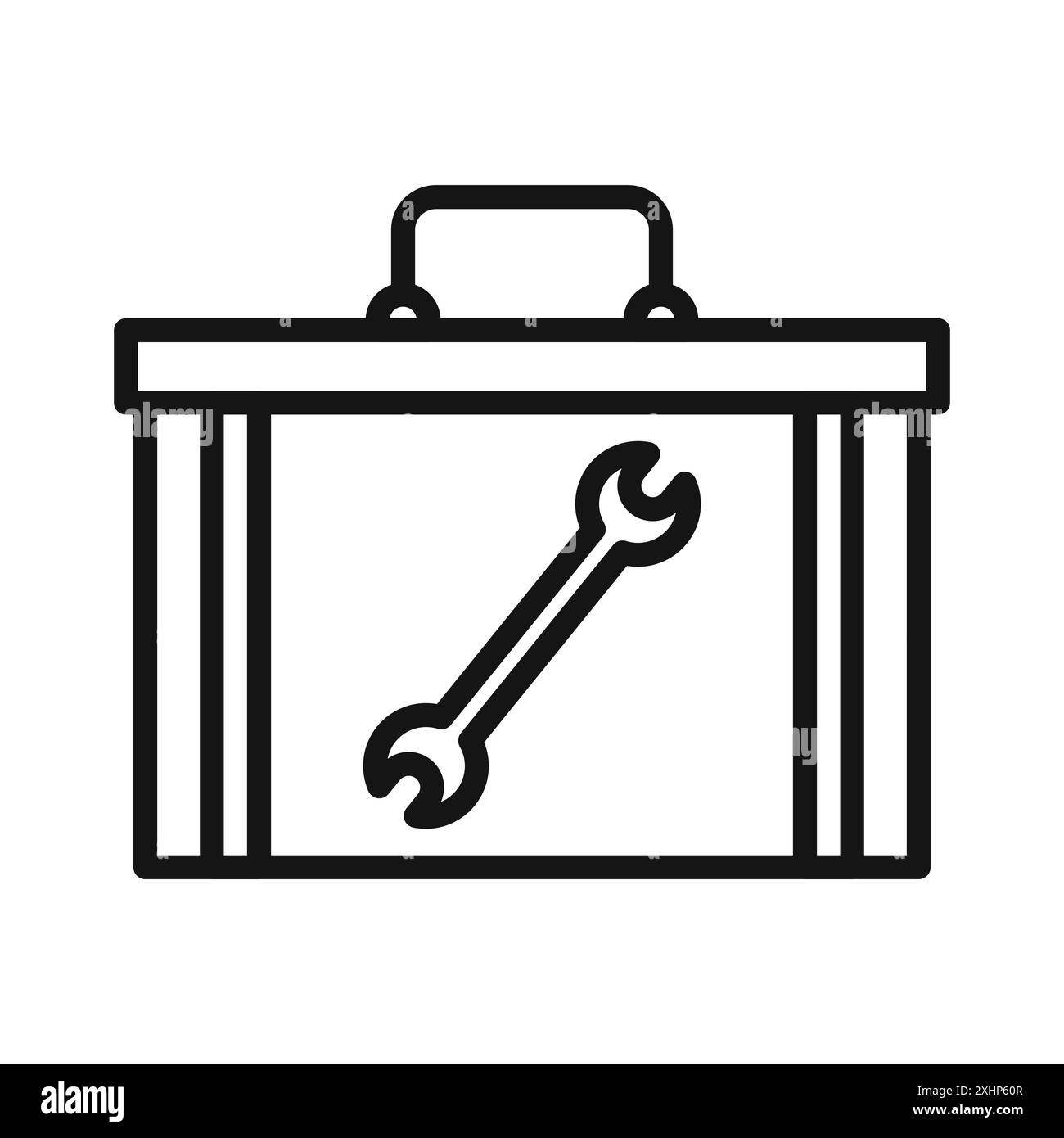 Toolbox icon Black line art vector in black and white outline set ...