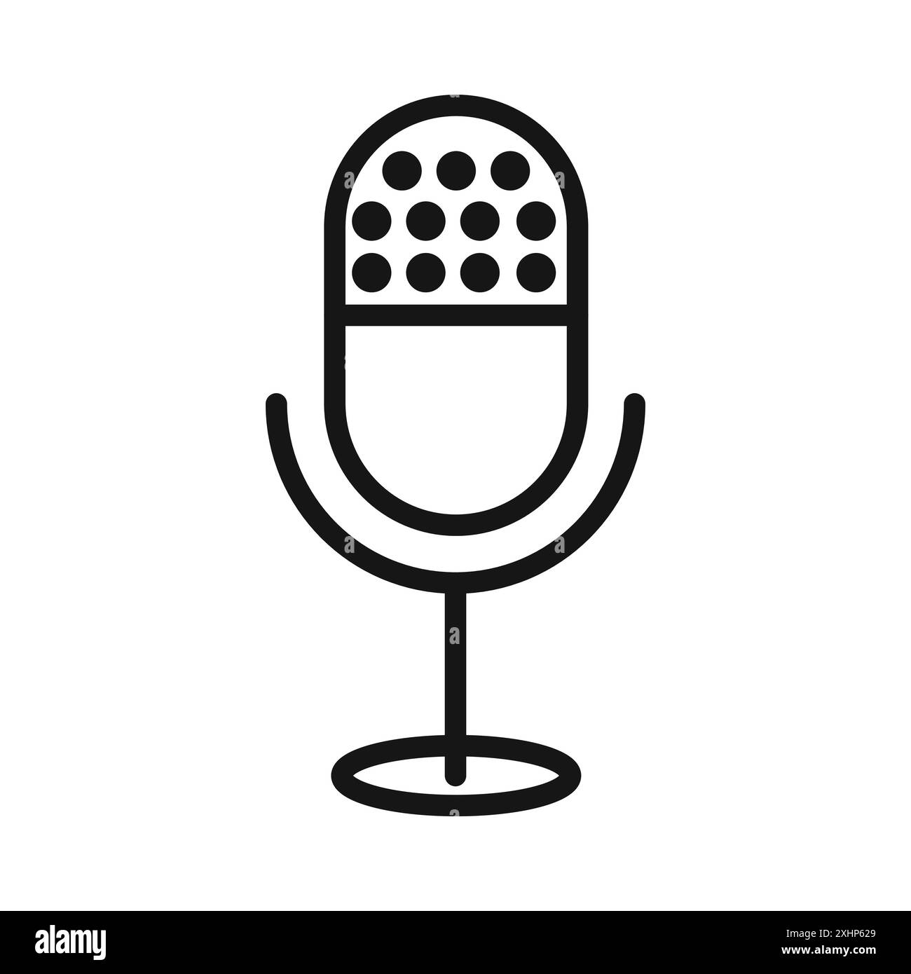 Microphone icon Black line art vector in black and white outline set ...