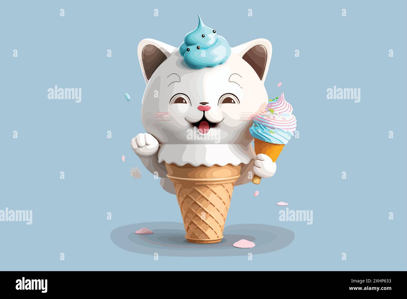 Cat eat ice cream vector illustration Stock Vector Image & Art - Alamy