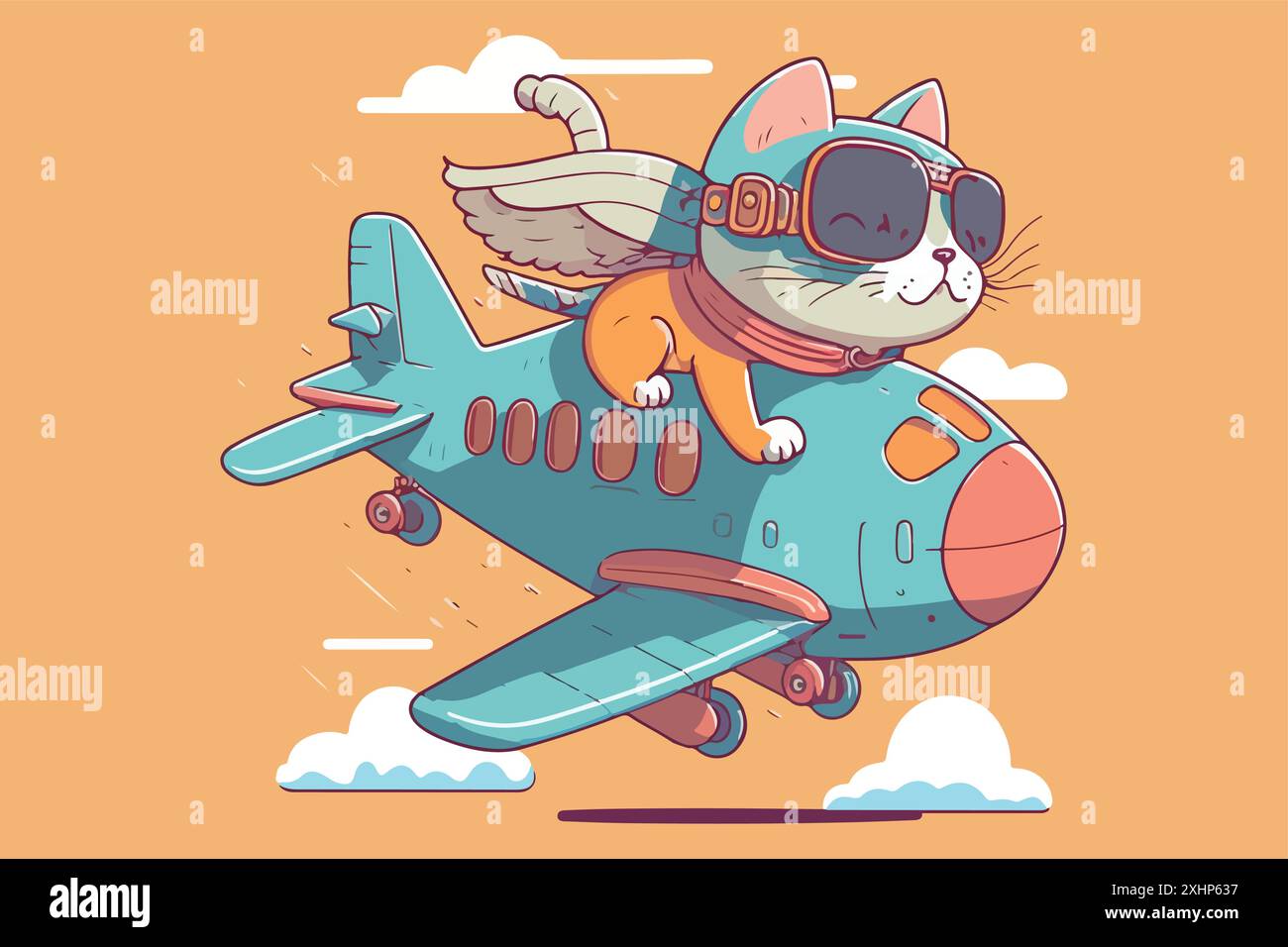Cat riding a plane vector illustration Stock Vector Image & Art - Alamy