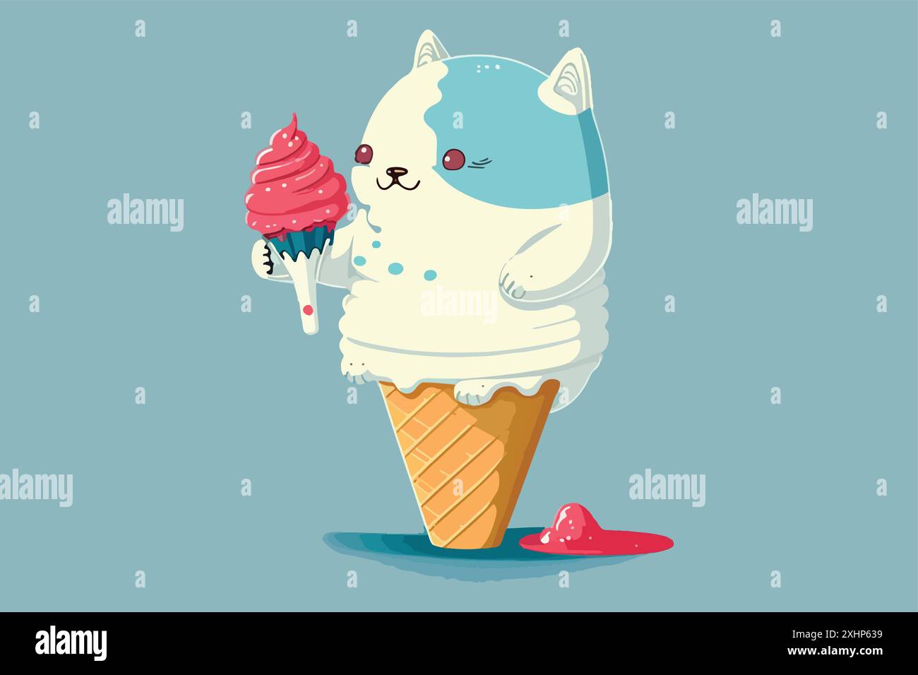 Cat eat ice cream vector illustration Stock Vector Image & Art - Alamy