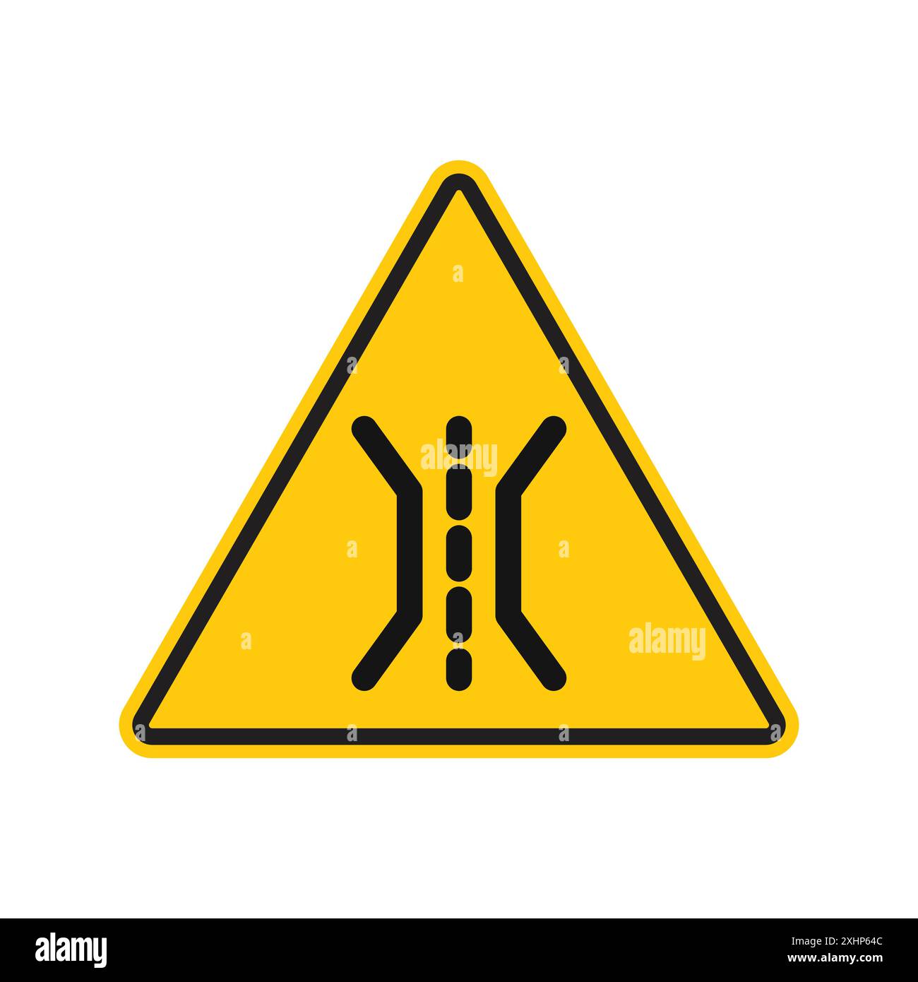 Narrow bridge ahead icon Black line art vector in black and white outline set collection sign ...