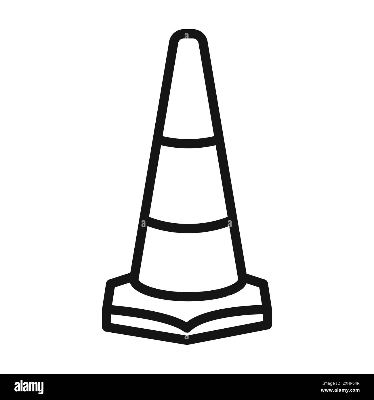 Traffic cone icon Black line art vector in black and white outline set collection sign Stock ...