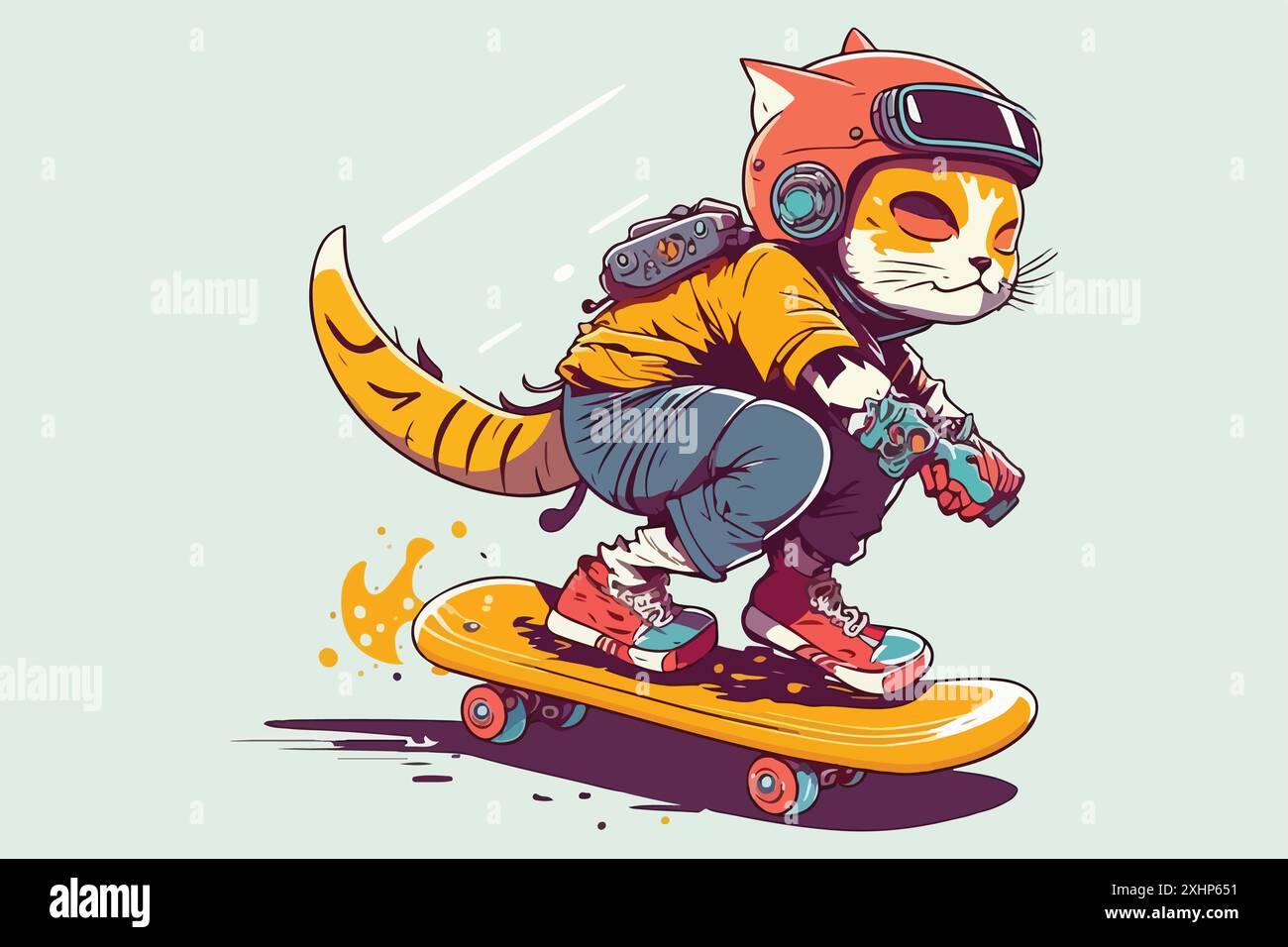 cat riding a skateboard vector illustration Stock Vector Image & Art ...