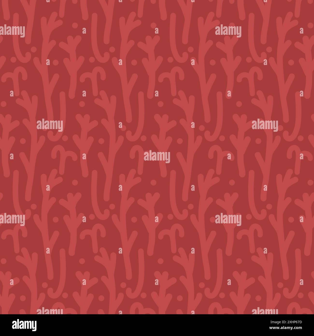 Twigs seamless pattern. Branch red monochrome repeat background. Vector ...