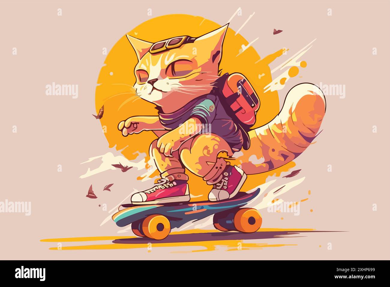 cat riding a skateboard vector illustration Stock Vector Image & Art ...