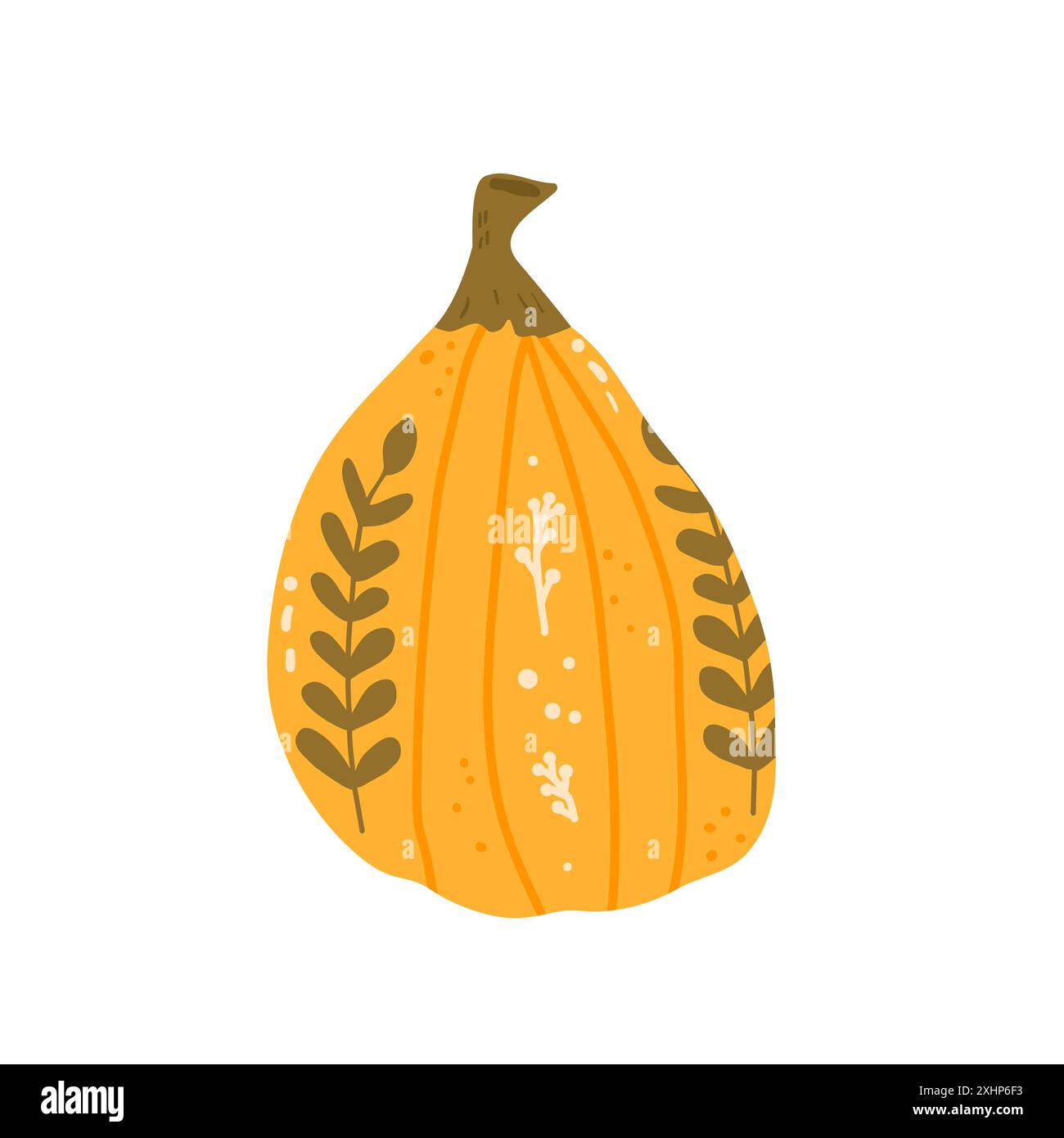 Festive pumpkin isolated on white background. Textured stylized ...