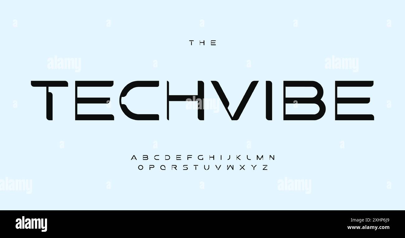 Futuristic abstract typeset, innovative typeface blending sci-fi and ...